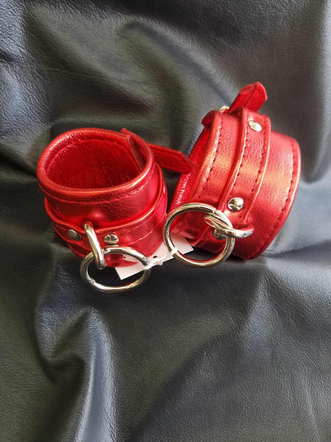 Deluxe Soft Metalic Red Wrist Cuffs | Manor Gear